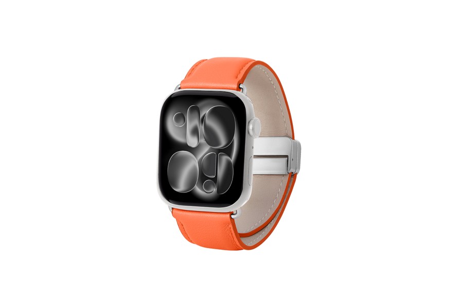 Apple Watch Strap with Sliding Buckle Closure - 46 mm Band - Orange ...