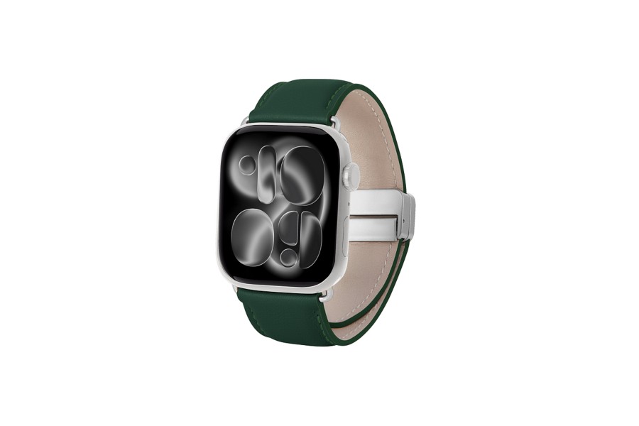 | Leather Apple Watch Strap with Sliding Buckle Closure 42 mm - Dark ...