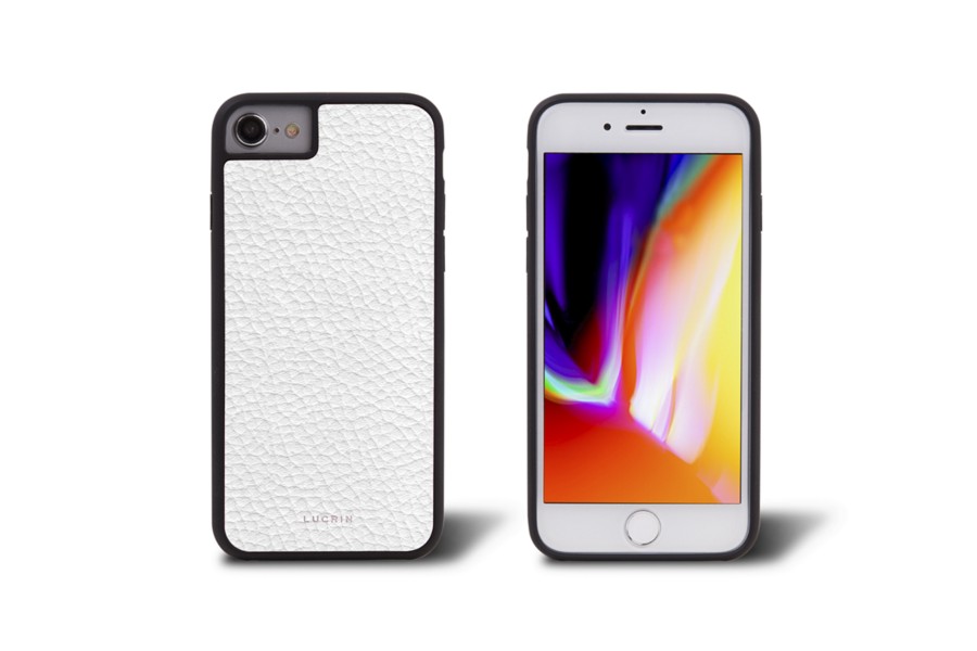 iPhone 8 leather back-cover - White - Granulated Leather