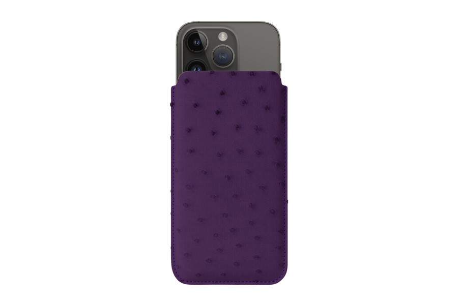 Klassische Lederhülle für iPhone 14 Pro Max - Violett - Echtes ...