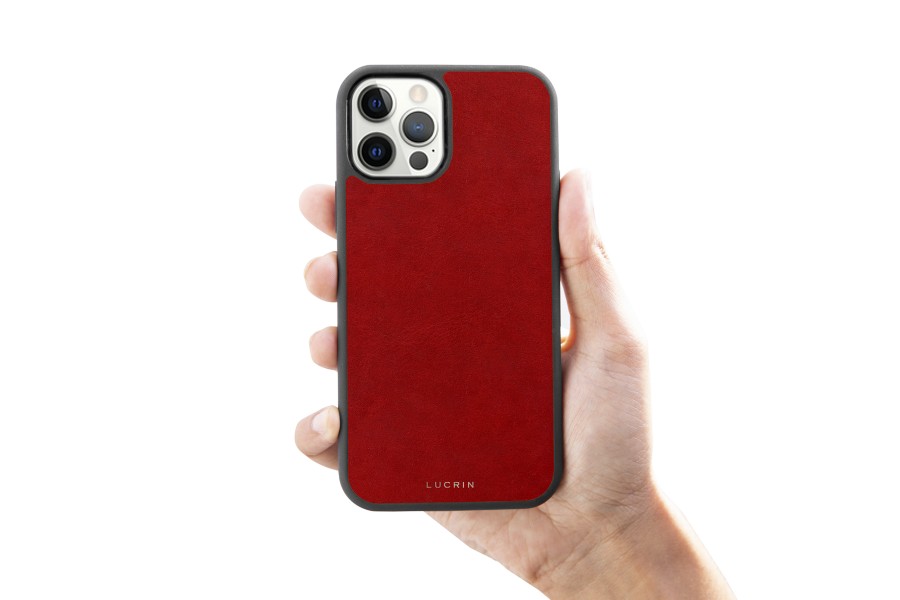 Magsafe Iphone 12 Pro Max Cover In Leather Carmine Vegetable Tanned
