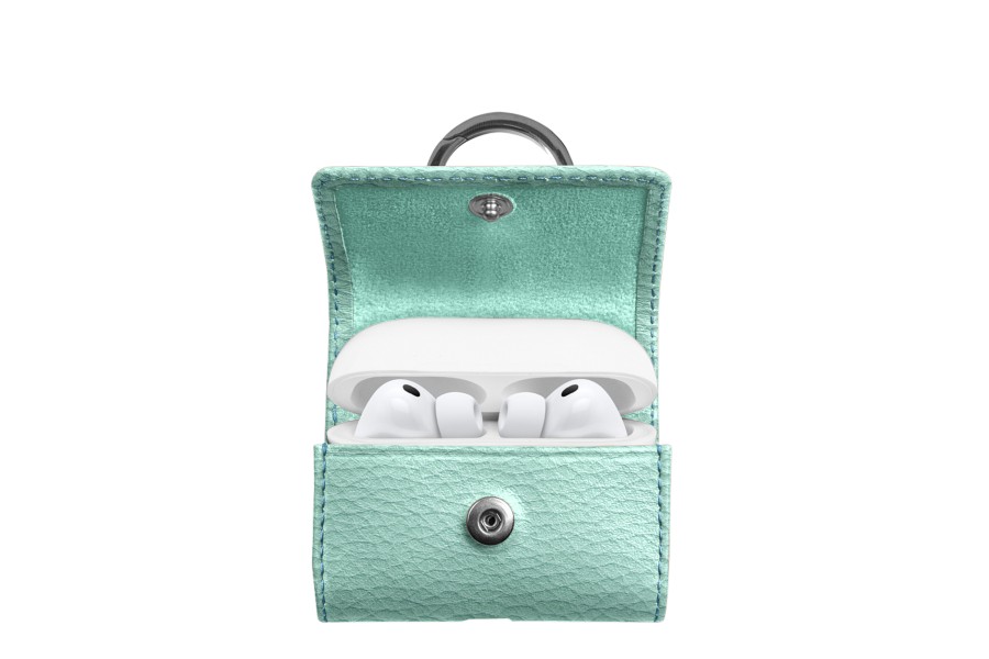 Étui AirPods Pro 3 avec mousqueton en cuir personnalisable - Aqua ...