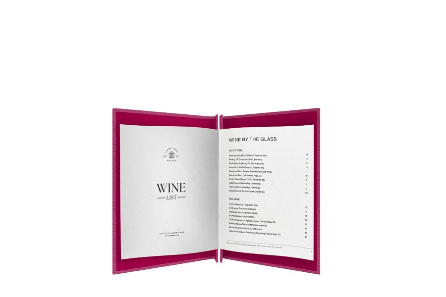 | A5 Menu Cover in Leather | Personalised by LUCRIN - Fuchsia - Pebbled ...