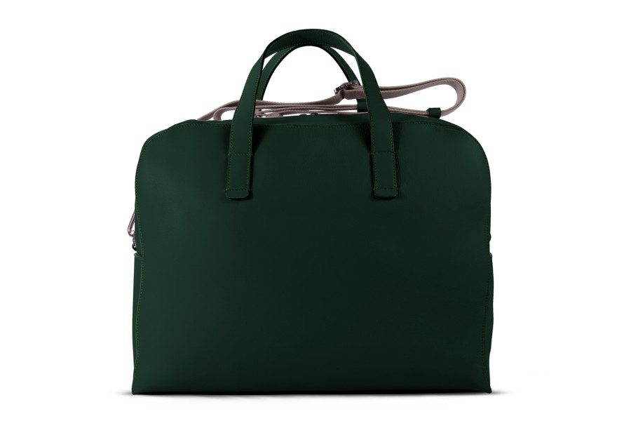 | Leather Travel Bag L25 | Personalised Weekender - Dark Green - Smooth ...
