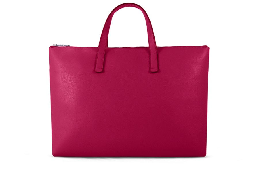 | Leather tote handbag L25 - Fuchsia - Smooth Calf Leather
