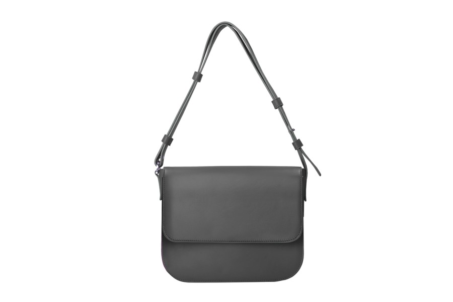 | Small Leather Shoulder Bag L25 | Personalized by LUCRIN - Mouse-Grey ...