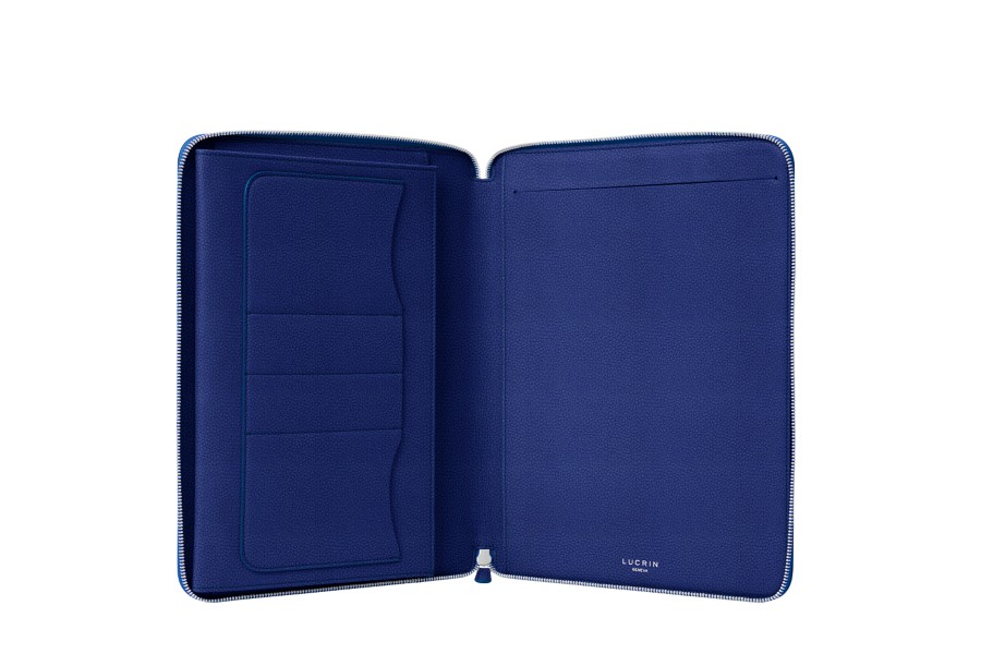 Luxury A4 portfolio folder in leather - Royal Blue - Granulated Calf ...