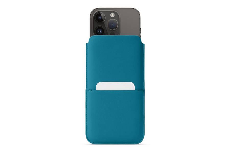 Functional pouch with pocket for iPhone 14 Pro Max - Turquoise - Smooth ...