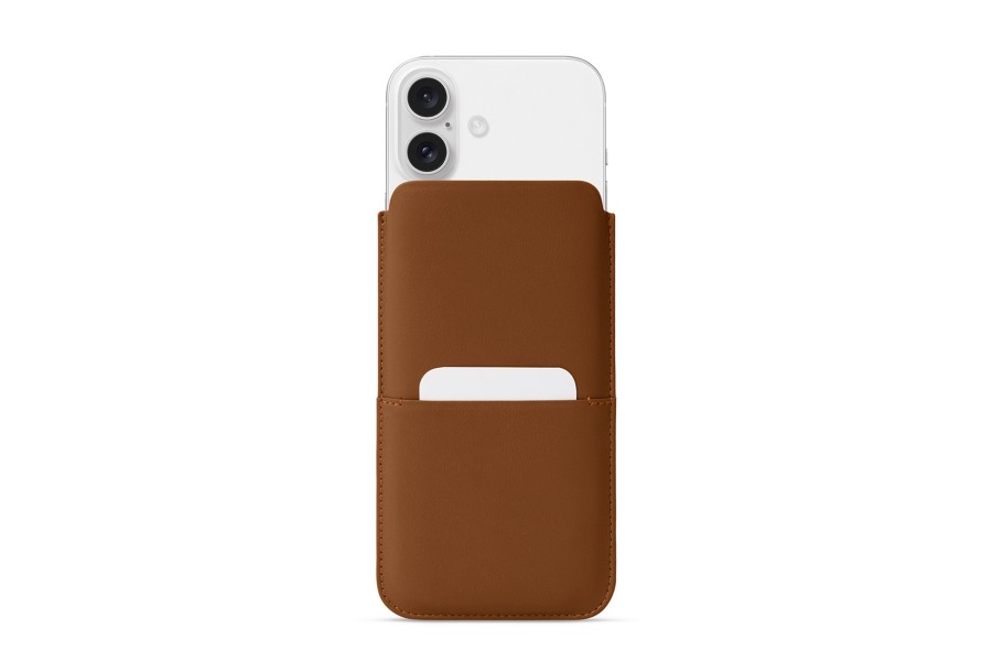 iPhone 17 pouch with pocket | Personalised Leather Sleeve - Tan ...
