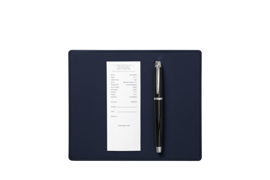 Leather signing pad - Navy Blue - Smooth Leather