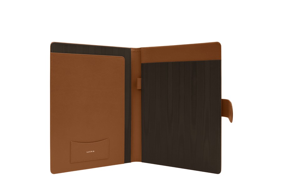 Leather A4 Conference Folder with loop - Tan - Bonded Leather