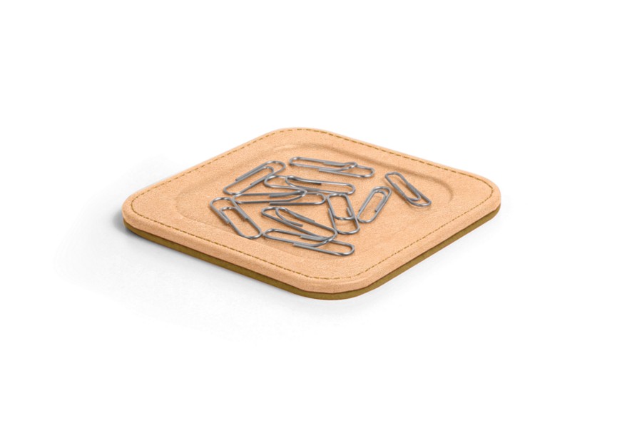Leather stand for paper clips - Natural - Vegetable Tanned Leather