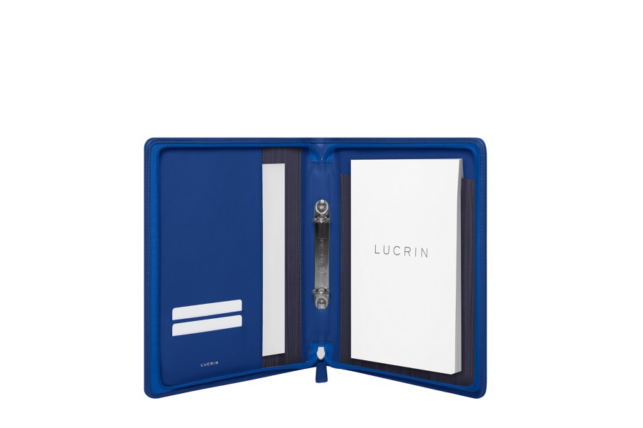 Leather A5 Notepad holder & Ring binder - Royal Blue - Smooth Leather