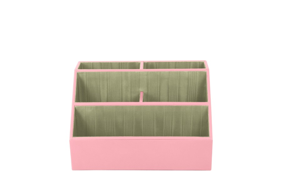 Leather Desk Tidy - Pink - Smooth Leather