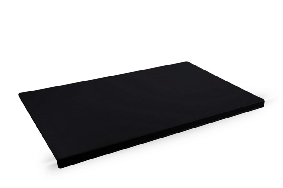 Large desk pad with edge protector - Black - Smooth Leather