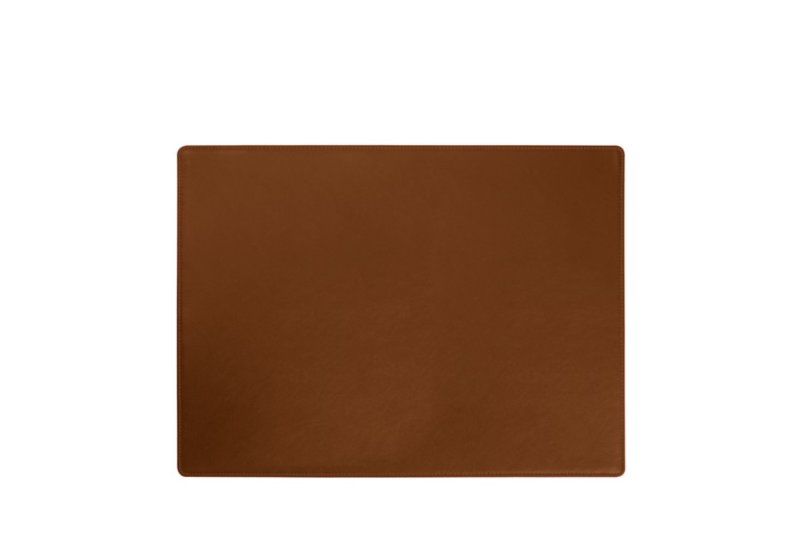 | Luxury small desk pad in full leather - Tan-Black - Smooth Leather