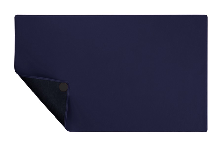 Large Non-Slip Desk Pad in soft custom leather - Navy Blue - Smooth Leather