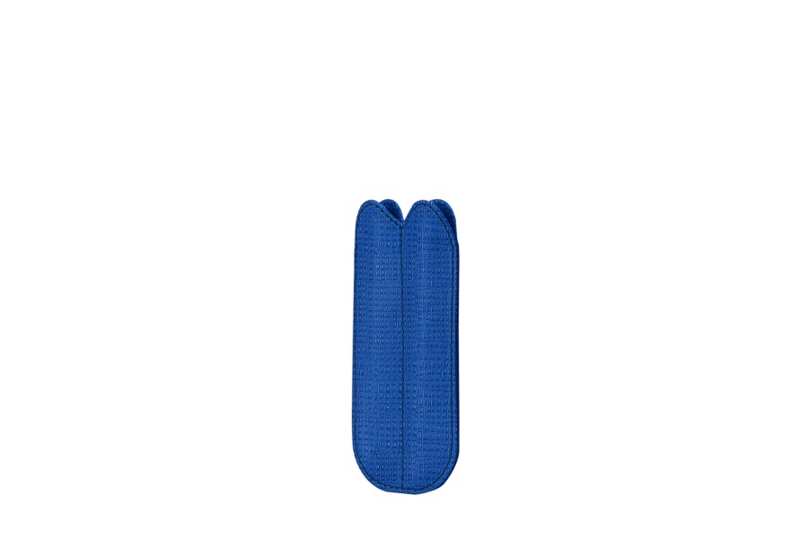 Leather double mini pen sleeve - Royal Blue - Square Granulated