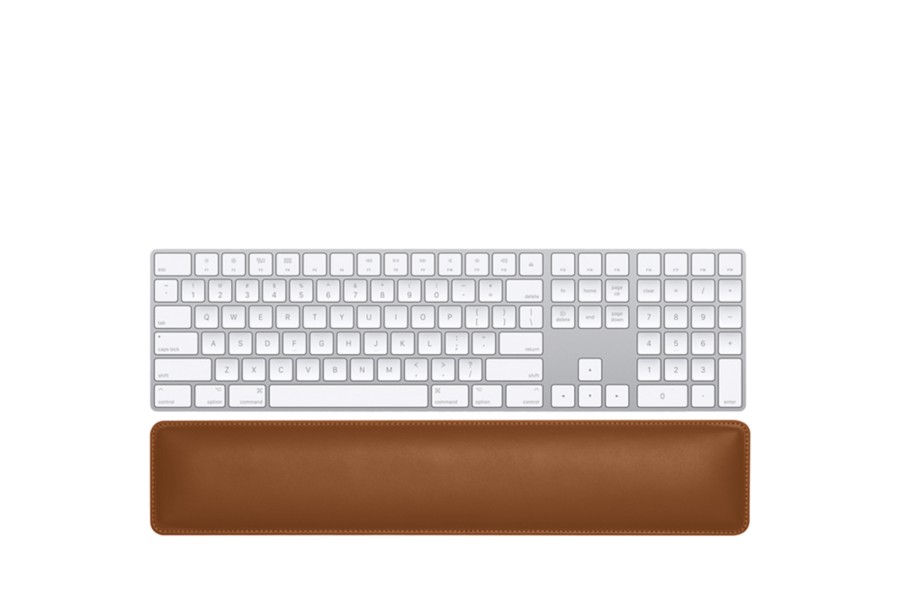 Ergonomic keyboard wrist rest - Tan - Smooth Leather