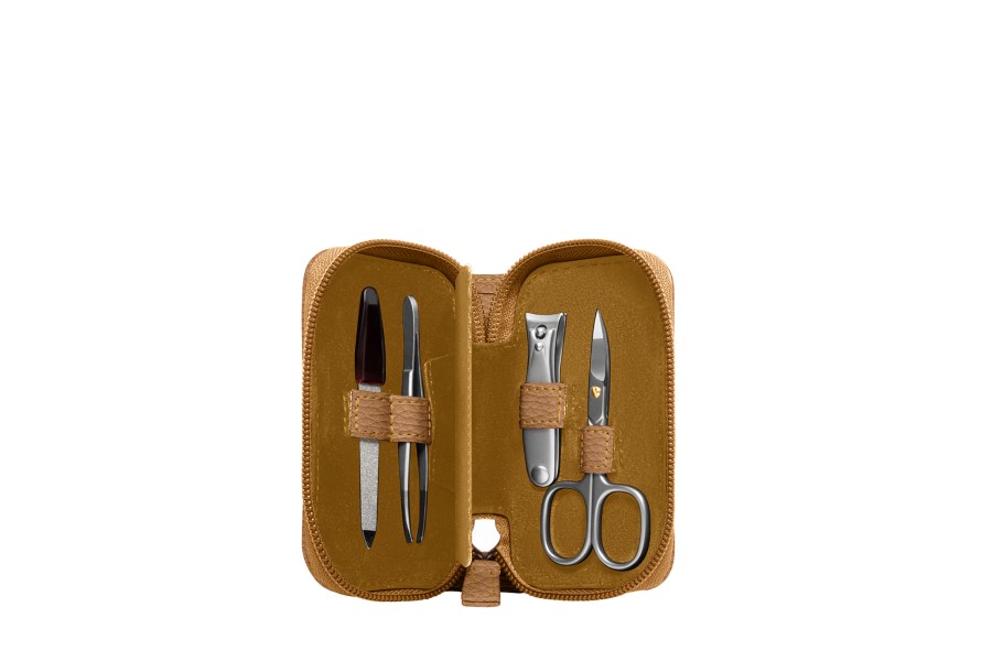 Manicure Set with Leather Case | LUCRIN Geneva - Natural - Pebbled Leather