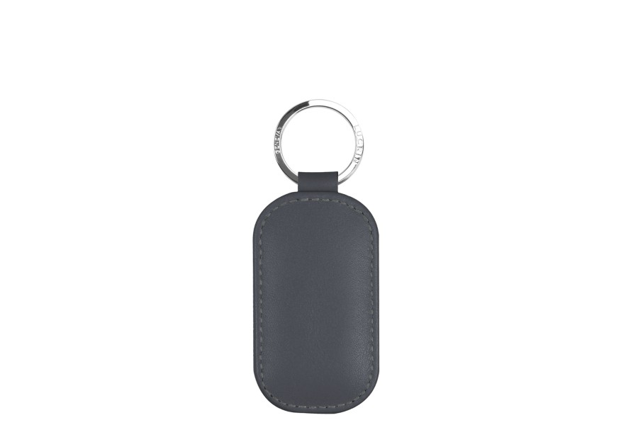 Round-Shaped Leather Keys Holder – Silver ring - Mouse-Grey - Smooth ...