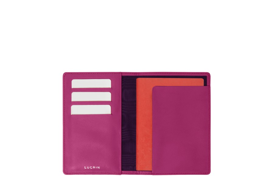 Passport and Loyalty Card Leather Holder - Fuchsia - Smooth Leather