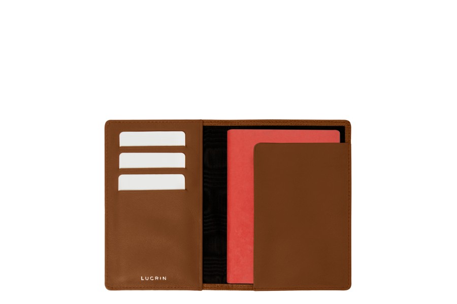 Passport and Loyalty Card Leather Holder - Tan - Square Granulated