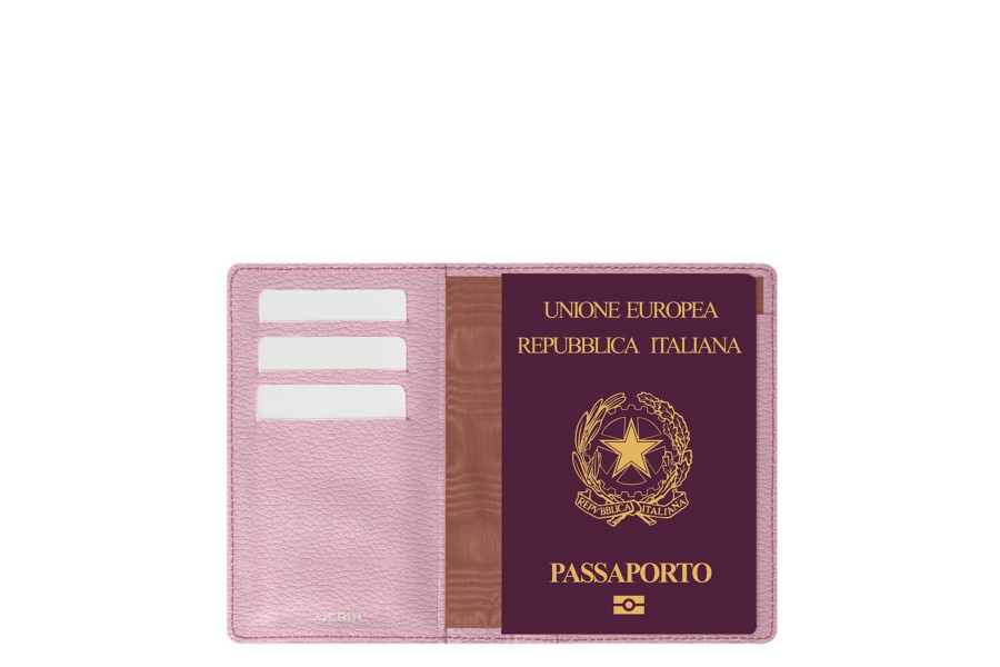 | Porta passaporto e carte fedeltà pelle - Rosa - Pelle Ruvida