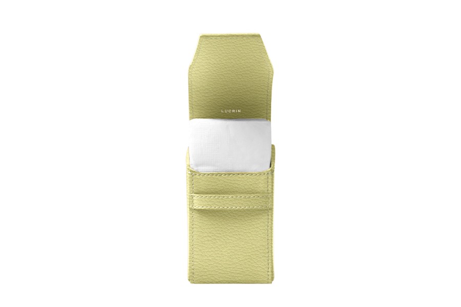 | Leather Tissues Pouch - Pastel Yellow - Pebbled Leather