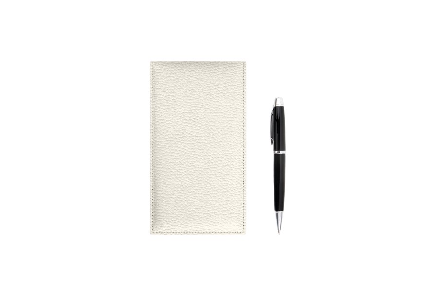 | Bridge score notepad in leather - Off-White - Pebbled Leather
