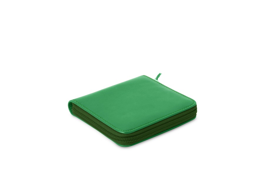 Zipped leather wallet for men - Light Green - Smooth Leather