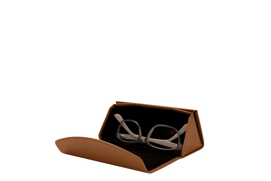 Foldable glasses case in leather - Tan - Smooth Leather