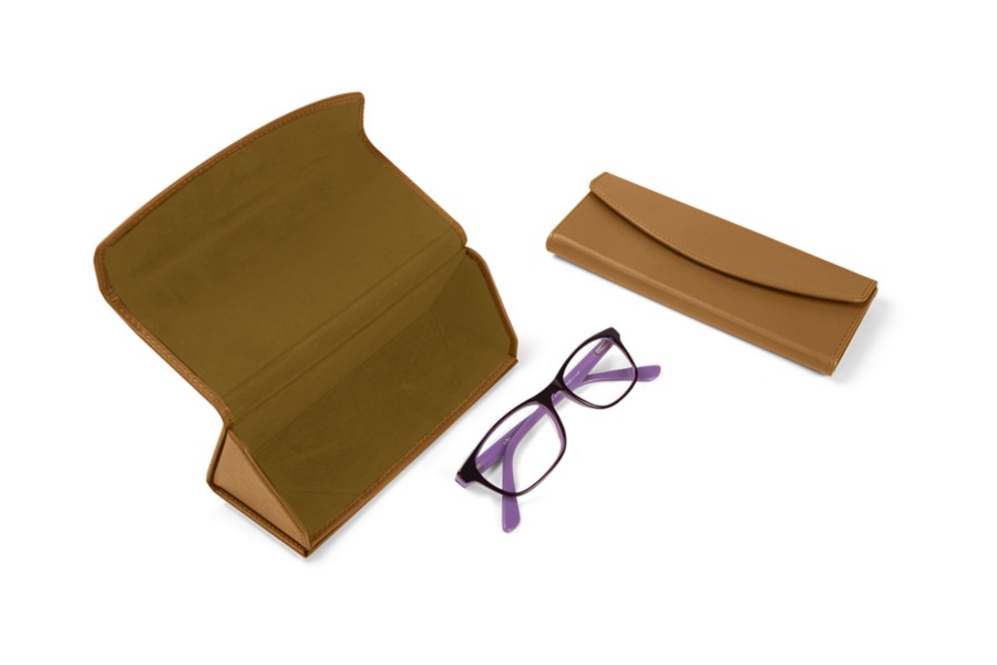Foldable glasses case in leather - Natural - Smooth Leather