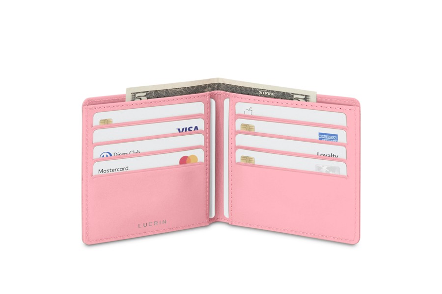 | Leather pocket wallet - Pink - Smooth Leather