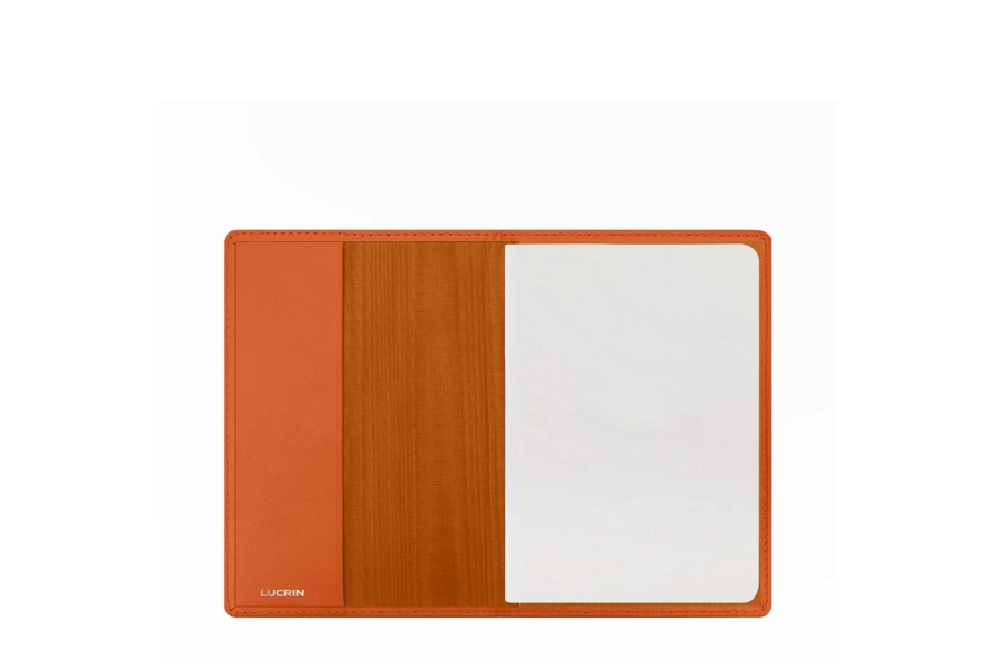 | Leather Document Holder | Compact A6 Notebook Cover - Orange - Smooth ...