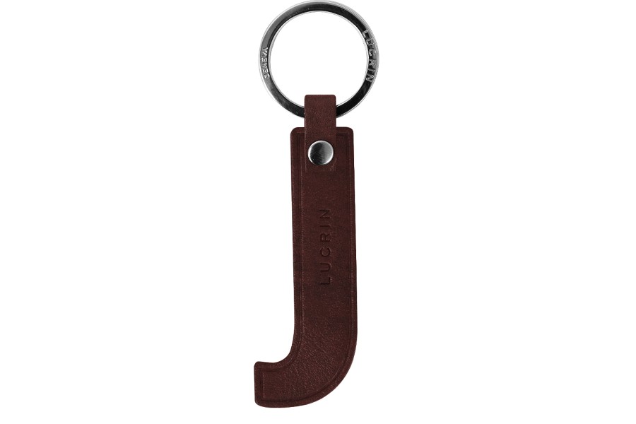 | Leather Alphabet Keychain by LUCRIN Geneva - Dark Brown - Vegetable ...