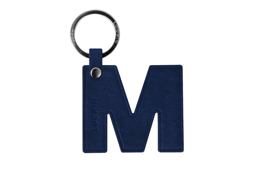 | Leather Alphabet Keychain by LUCRIN Geneva - Denim Blue - Vegetable ...