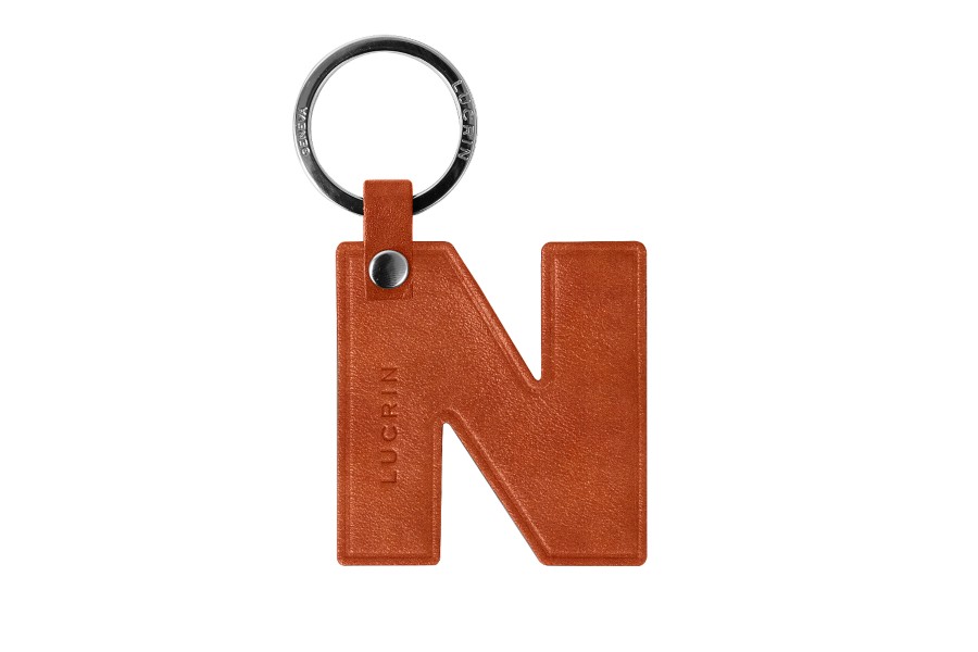 | Leather Alphabet Keychain by LUCRIN Geneva - Tan - Vegetable Tanned ...