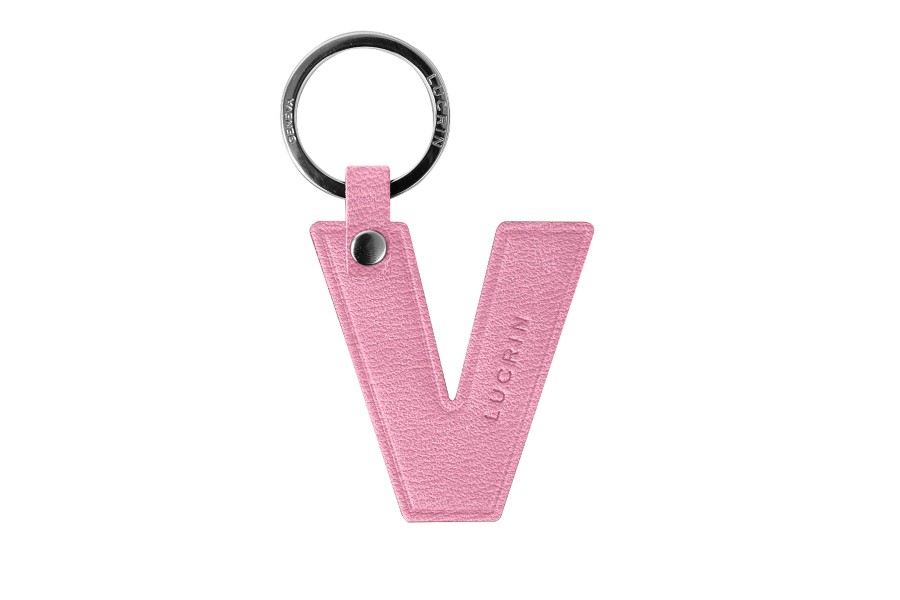 | Leather Alphabet Keychain by LUCRIN Geneva - Pink - Goat Leather