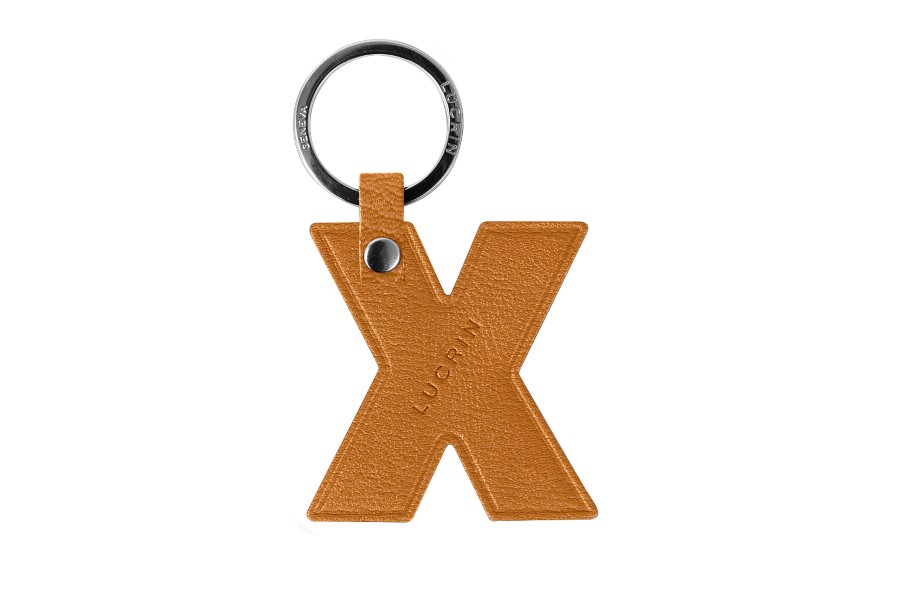 | Leather Alphabet Keychain by LUCRIN Geneva - Saffron - Goat Leather