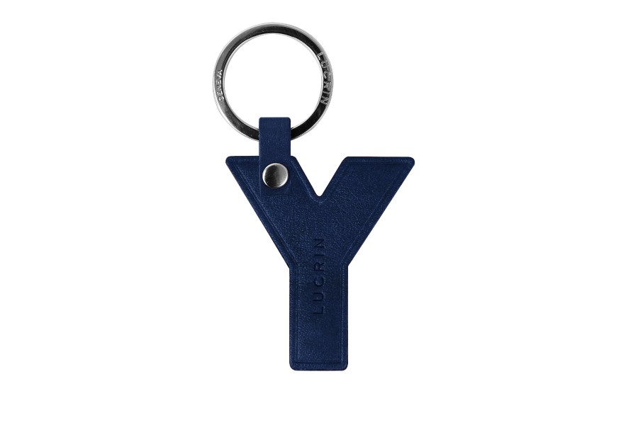 | Leather Alphabet Keychain by LUCRIN Geneva - Denim Blue - Vegetable ...