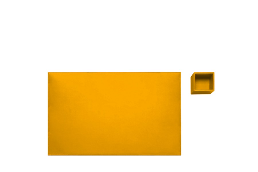 Silver Edition Leather Desk Set - Sun Yellow - Smooth Leather